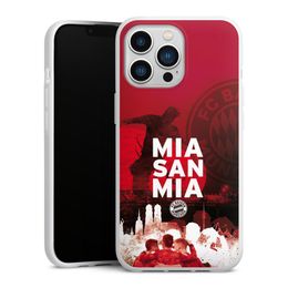 DeinDesign iPhone 13 Pro Handy Silikon H&uuml;lle Case wei&szlig; Handyh&uuml;lle Mia San Mia Fcb Fc Bayern M&uuml;nchen Silikon Case