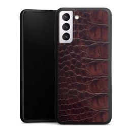 DeinDesign Galaxy S21 5G Handy Premium Silikon H&uuml;lle Handyh&uuml;lle schwarz Case Leather Crocodile Animal Print Silikon Premium Case