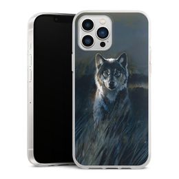 DeinDesign iPhone 13 Pro Max Handy Silikon H&uuml;lle Case transparent Handyh&uuml;lle Wolf Painting Nature Silikon Case