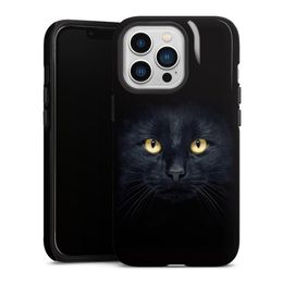 DeinDesign iPhone 13 Pro Handy Panzer Handyh&uuml;lle robuste Outdoor H&uuml;lle Schutzh&uuml;lle gl&auml;nzend Eye Cat Black Tough Case