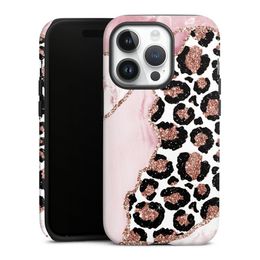 DeinDesign iPhone 14 Pro Handy Panzer Handyh&uuml;lle robuste Outdoor H&uuml;lle Schutzh&uuml;lle matt Leopard Glitzer Marble Tough Case