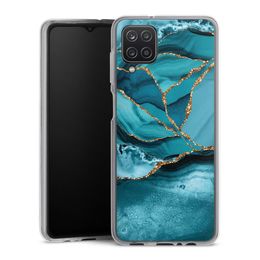 DeinDesign Galaxy A12 Handy Silikon H&uuml;lle Case transparent Handyh&uuml;lle Glitzer Marble Gemstone Silikon Case