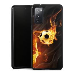 DeinDesign Galaxy S20 FE 5G Handy Silikon H&uuml;lle Case schwarz Handyh&uuml;lle Ball Fire Soccer