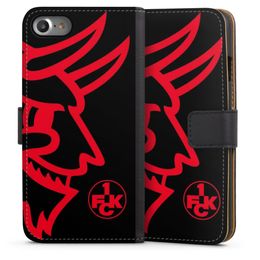 DeinDesign iPhone SE (2020) Handy Klapph&uuml;lle Handyh&uuml;lle aus Kunst Leder schwarz Flip Case 1. Fc Kaiserslautern Logo Official Licensed Product Sideflip mit Lasche