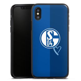 DeinDesign iPhone X Handy Silikon H&uuml;lle Case schwarz Handyh&uuml;lle Heart Schalke 04 Fc Schalke 04