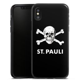 DeinDesign iPhone X Handy Silikon H&uuml;lle Case schwarz Handyh&uuml;lle Totenkopf Fc St. Pauli Official Licensed Product