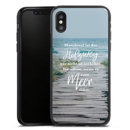DeinDesign iPhone X Handy Silikon H&uuml;lle Case schwarz Handyh&uuml;lle Spruch Beach Statement