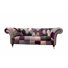 JVmoebel Sofa Chesterfield Buntes Textil Sofa Polster Sitz Couch 3 Sitzer Couch