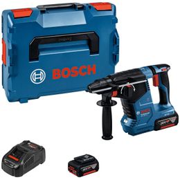 Bosch Professional Akku-Bohrhammer GBH 18V-24 C, 220-240 V, max. 980 U/min, (Set), inkl. 2 Akkus und Ladegerät, blau
