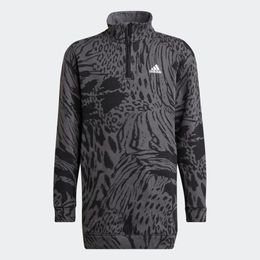 Adidas Future Icons Hybrid Animal Print Cotton Loose Half-Zip Kleid