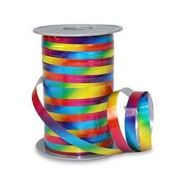 PRÄSENT PRÄSENT Geschenkband POLY RAINBOW einseitig hochglanzbeschichtet/Rückseite matt blau, rot, gelb und grün 10 mm x 200 m