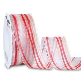 PRÄSENT PRÄSENT Geschenkband BORNEO ORGANZA matt und transparent rot 40 mm x 20 m