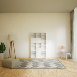 MYCS Schrankwand Weiß - Moderne Wohnwand: Türen in Weiß - Hochwertige Materialien - 118 x 195 x 34 cm, Konfigurator