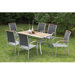 Merxx Siena Set 7tlg 6 Sessel Applikationen Tisch 140x80cm