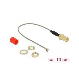 Delock Antennenkabel RP-SMA (Buchse zum Einbau) > MHF (Stecker), Adapter grau/gold, 10cm