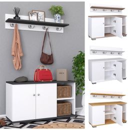 Vcm 2-tlg. Holz Sitzbank Schuhschrank Schuhregal Garderobe Dielenmöbel Gados L