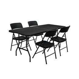 AMANKA Gartenmöbel Set in Rattan Optik - 180 cm Tisch mit 4 Stühlen Sitzgruppe Klappbar