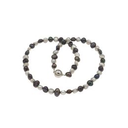 Bella Carina Perlenkette Kette mit echten Zuchtperlen Süßwasser Perlen grau