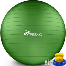 TRESKO - Gymnastikball (Grün 55cm) mit Pumpe Fitnessball Yogaball Sitzball Sportball Pilates Ball Sportball