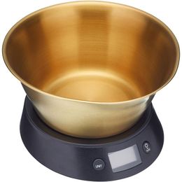 KitchenCraft Masterclass Digitale Küchenwaage dede Küche mit Behälter de Edelstahl kupferfarben, 5 kg - Schwarz/Bronze