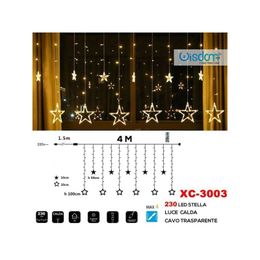 Meditrade GmbH 230 led weihnachtsvorhang licht mit sternen warmes licht transparentes kabel XC-3003