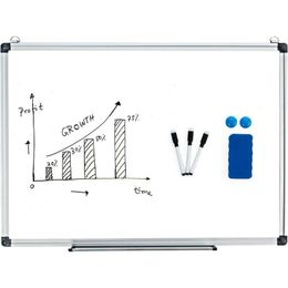 Costway - Whiteboard Magnettafel Schreibttafel Pinnwand Wandtafel Board Memoboard mit Alurahmen 90x60cm