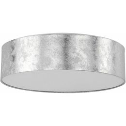Beliani Deckenleuchte Silber Stoffschirm rund flach ø45 cm Trommelform Moderne Deckenlampe - Silber