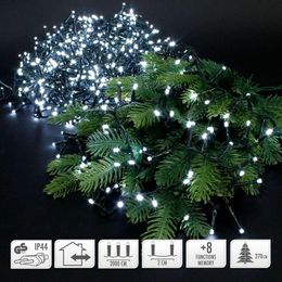 ECD Germany Led Cluster Lichterkette 20m mit 1000 LEDs Kaltweiß, 3m Stromkabel, IP44, Clusterlichterkette Büschellichterkette für Weihnachten Weihnachtsbaum