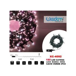 Meditrade GmbH Trade Shop Traesio - lichterkette 180 led glühwürmchen lichter weiss + rosa kabel grün IP44 XC-4092