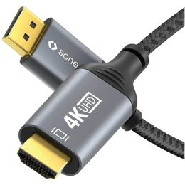 Sonero - DisplayPort-Kabel, dp/hdmi, Stecker/Stecker, 4K60, grau/schwarz, 2 m