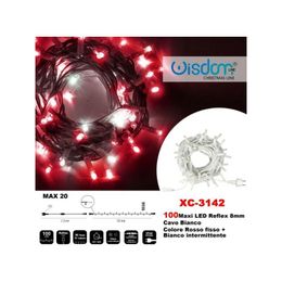 Meditrade GmbH Lichterkette 100 glühwürmchen led leuchten fest rot + intermittierend weiss XC-3142