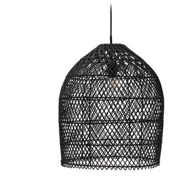 Domitila Lampenschirm für Pendelleuchte aus Rattan mit schwarzem Finish ø 44 cm - Kave Home