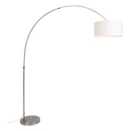 Qazqa Moderne Stahlbogenlampe mit Schirm 50/50/25 weiß verstellbar - Weiß