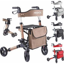 Alu Rollator klappbar Leichtgewichtsrollator Laufhilfe Gehhilfe Gehwagen Braun - Braun - Arebos