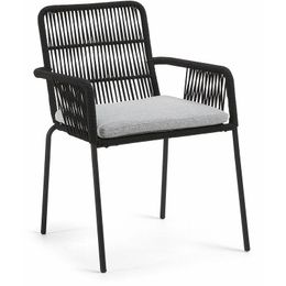 Samanta Seilstuhl schwarz und Beine aus verzinktem Stahl - Schwarz - Kave Home