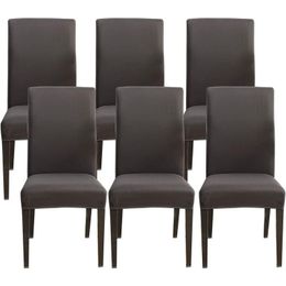 Set mit 6 Universal-Stretch-Stuhlhussen – Modern – Grau für die Dekoration im Esszimmer, im Hotel, im Restaurant
