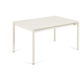 Zaltana ausziehbarer Outdoor-Tisch aus Aluminium mattweißer 140 (200) x 90 cm - Kave Home