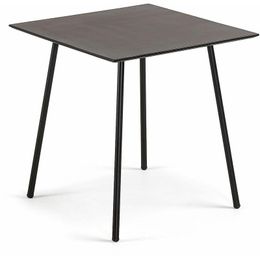 Kave Home - Mathis Tisch Zementfaser und Stahlbeine mit schwarzem Finish 75 x 75 cm