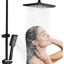 Sdlogal - Duschsystem aus Edelstahl mit quadratischem Duschkopf, Handbrause Set 3-Strahl Kopfbrause Quadrat, Höhenverstellbares Duschsystem für