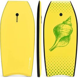 Bodyboard mit Fuss - Zugseil, Schwimmbrett Erfüllt, Surfboard bis zu 85 kg Belastbar, Schwimmhilfe, 105 x 51 cm, für Kinder & Erwachse - Goplus