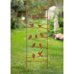 Gartenstecker Vögel aus Metall in Rost Optik, 115 cm hoch, Dekoleiter für Draußen, Gartendeko, Metallstecker