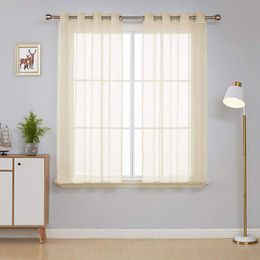 Deconovo - senvorhang Transparent Vorhänge Voile Gardine, 2er Set,140x138cm(BreitexHöhe), Creme - Creme