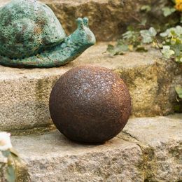Dekoleidenschaft - Dekokugel Brown aus Terracotta, braun, 3fach glasiert, Gartenkugel, ausgefallene Gartendeko