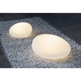 2x Solar led Stein Lights weiß, moderne Leuchtdeko mit Farbwechsel, Leuchtstein mit Erdspieß, Solarleuchte, Balkon & Gartendeko für Draußen