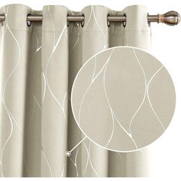 Deconovo - Gardinen Blickdicht Vorhang mit Ösen, 2er Set,140x240 cm(BreitexHöhe), Creme - Creme