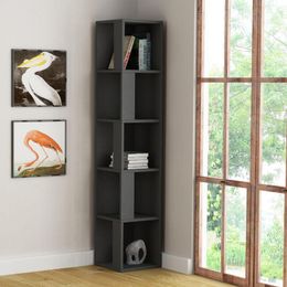 Piano Modernes Eck-Bücherregal Vitrine Anthrazit Grau Hoch 158.9cm - Anthracite Grey - Decortie