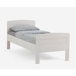 Massivholz Einzelbett Komfortbett Seniorenbett 430.00, Buche weiß lackiert Größe 90x210 cm - Dico