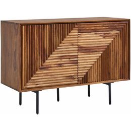 FineBuy - Sideboard 100x71x40 cm Sheesham Massivholz / Metall Anrichte, Kommode mit zwei Türen, Kommodenschrank Holz Modern, Standschrank Wohnzimmer