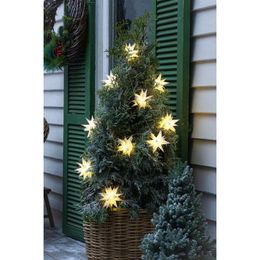 Dekoleidenschaft - Outdoor Lichterkette Sterne 230 cm lang, 10 led Lichter, mit Batterie + Timer, Leuchtdeko für Wohnzimmer, Balkon & Garten,
