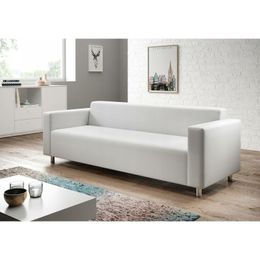 FURNIX 3-Sitzer LUKKA elegantes Wohnzimmersofa Couch 202x78x70cm MA120 Weiß